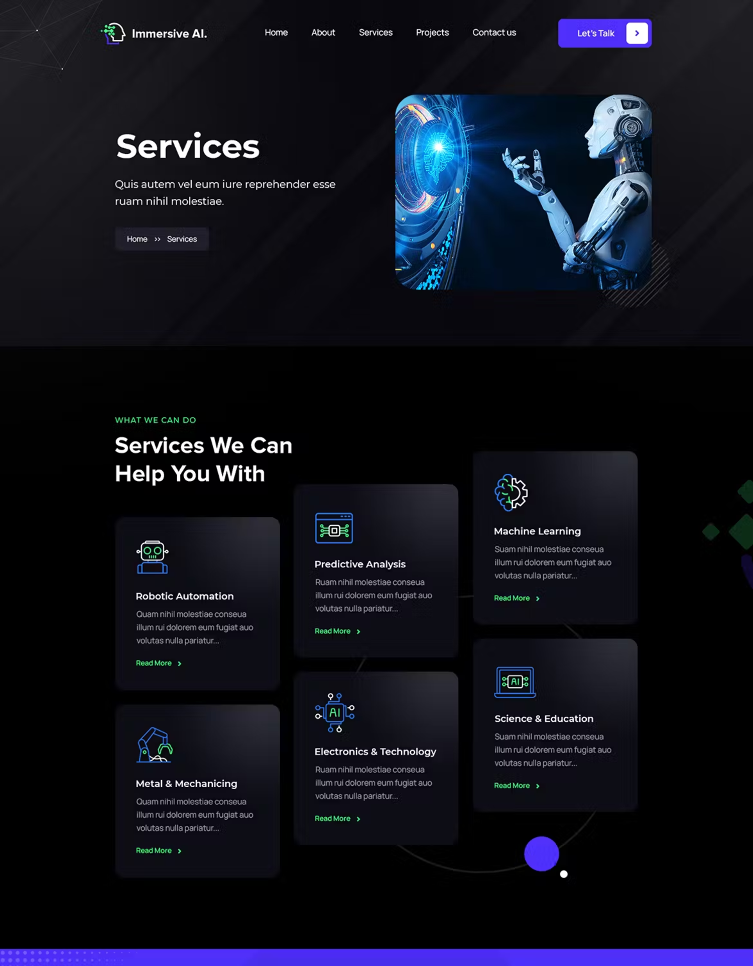 5968 沉浸式人工智能 Robotics Html5电脑网站模板 Immersive Ai Robotics Html Template